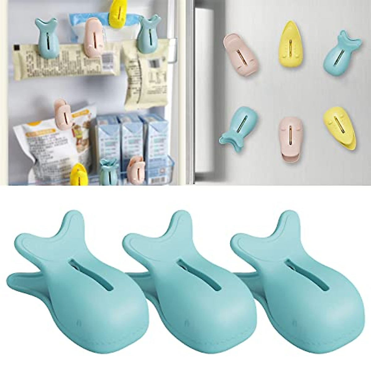 GUENZY Fun Bag Clip with Magnet for Organizing and Sealing Needed Kitchen Storage Clips Suitable for Food Kitchen and Home Chip Bag Paper (D, One Size)