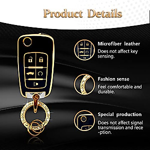 Compatible with Chevy Key Fob Cover with Keychain Lanyard, Soft TPU Keys Shells Replacement for Chevrolet Buick Camaro Cruze Equinox Malibu Impala Spark Sonic GMC-Black