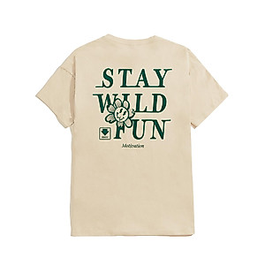 SOLY HUX Men's Graphic Letter Print Short Sleeve Tees Summer Casual Round Neck T Shirts Tops Beige S