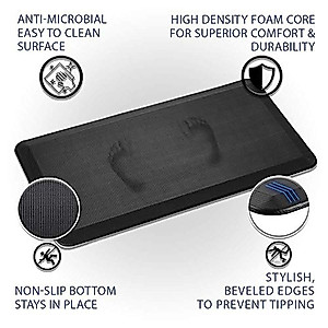 ComfiLife Anti Fatigue Floor Mat – 3/4 Inch Thick Perfect Kitchen Mat, Standing Desk Mat – Comfort at Home, Office, Garage – Durable – Stain Resistant – Non-Slip Bottom (20" x 32", Black)