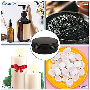 LDXDRU 50 Pack 2oz Metal Tin Cans, Tin Containers With Lids, Round Small Tins with Lids for Candles Salve Cosmetic Lip Balm Candies Food Storage, Black