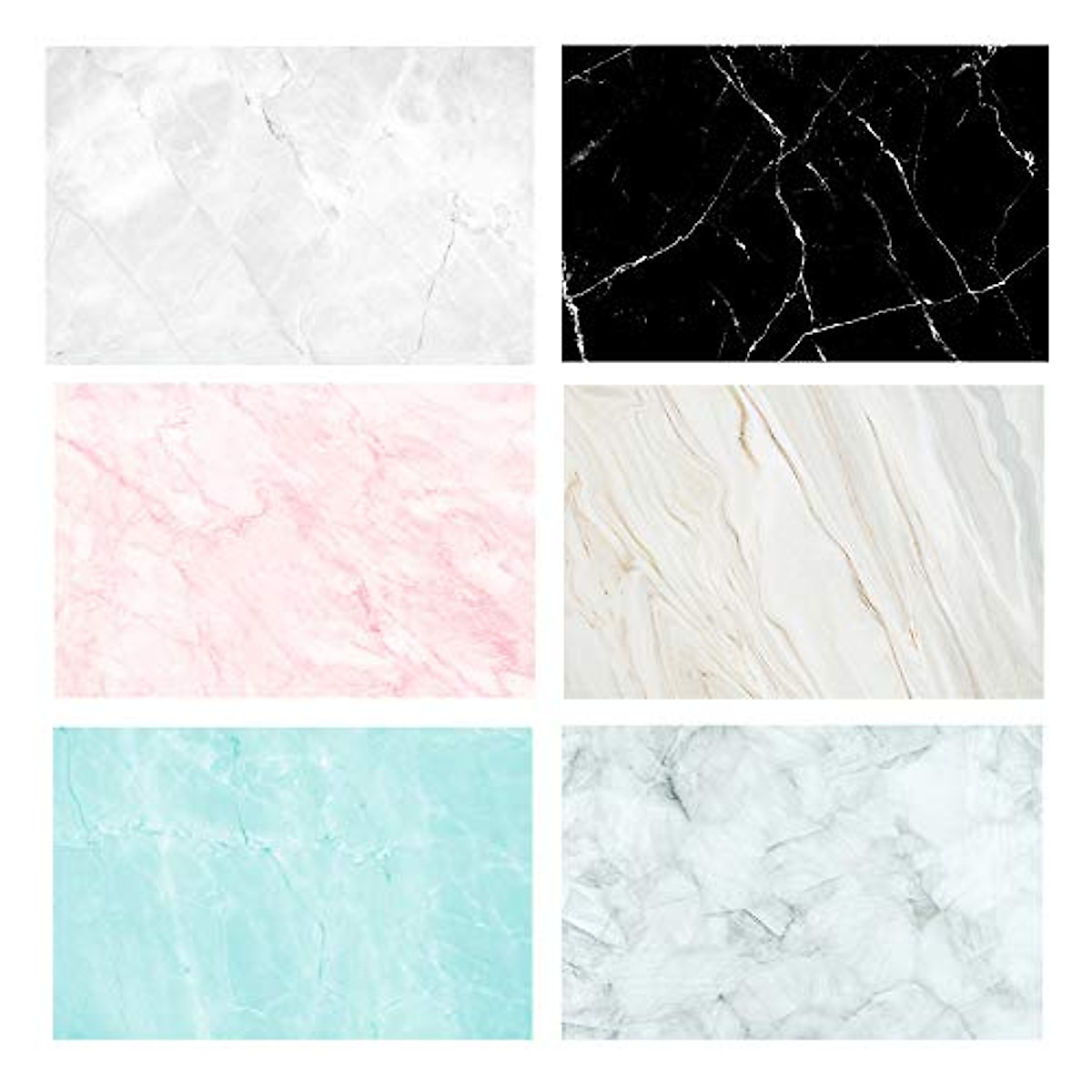 Flat Lay Marble Backdrops Set 3pcs 34x21inches/54x84cm Food Photography Photoshoot Background Double Sided Marble for Photo Studio Jewelry Tabletop Blogger Pictures Props, 6 Patterns