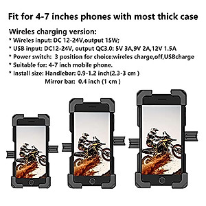 Upgraded Leepiya Motorcycle Phone Mount with Wireless and USB Charger 15W Qi Fast Charging Cell Phone Holder for Motorcycle ATV Boat Snowmobile Compatible with iPhone 12 11 Xs MAX XR X 8 8P Samsung