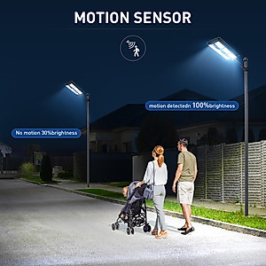 WYWNA 4200W Solar Street Lights Outdoor, Wide Angle Solar Parking Lot Lights Motion Sensor Solar Lights Outdoor Waterproof Led Street Light Solar Powered Dusk to Dawn for Yard