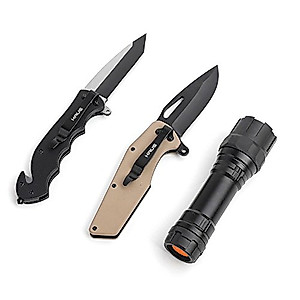 PDTXCLS Aeiniwer HAUS Folding Knife and Flashlight 3-Pc Set