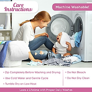 COZYCUDDLES Premium Zippered Quilted Waterproof Crib Protector Cover - All 6-Sides Waterproof Fully Encasement - Standard Baby Crib Toddler Bedding (52" x 28"), White, ‎CC-01