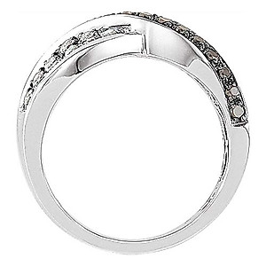 Solid 14k White Gold 1.0 Cttw Black and Brown Diamond Ring Band - Size 7 (Width = 22mm)