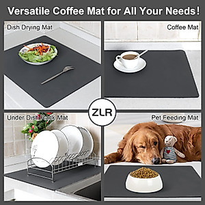 ZLR Coffee Mat - 12" x 20" Middle Kitchen Absorbent Mat for Countertop - Easy to Clean Coffee Bar Mat for Coffee Machine, Coffee Maker, Espresso Machine - Gray