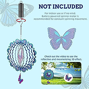 DREAMYSOUL Outdoor Wind Spinner Metal, 12 Inches Butterfly Hanging Wind Spinners 3D Garden Wind Sculpture for Outdoor Garden Patio Decoration