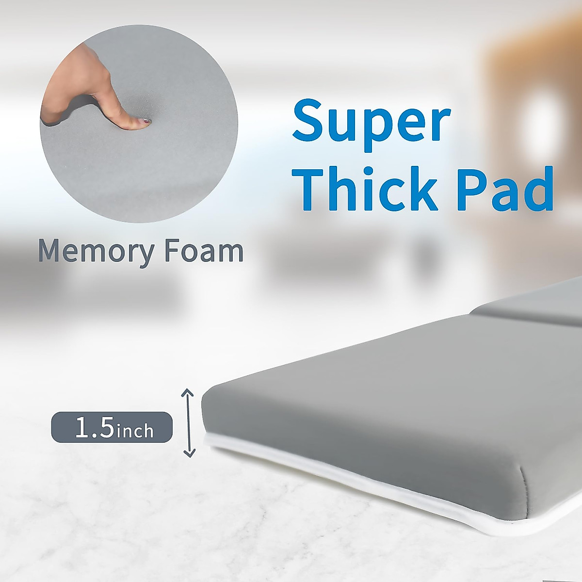 JJGoo Bath Kneeler with Elbow Rest Pad Set, 1.5 inch Kneeling Pad Mat for Bathtub - Gray