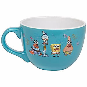 Silver Buffalo Spongebob Squarepants Shocked Meme Group Featuring Patrick, Squidward, and Mr. Krabs Ceramic Soup Mug, 24 Ounces