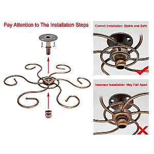 GeLive 360° Rotatable Wine Glass Holder Under Cabinet Stemware Rack Glass Hanger Drying Rack Storage Organizer With 6 Hooks for Home and Bar (Antique Bronze)