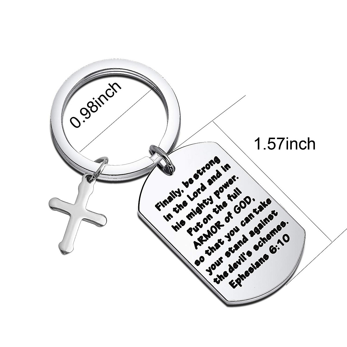 Put On The Full Armor of God Keychain Christian Jewelry Bible Verse Ephesians 6:10 Religious Gift for Men or Women (Keychain S)