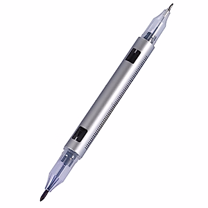 Surgical Tattoo Marker Sterile Disposable Marker With Ruler Piercing Tattoo Surgical Pen(Double pen in silver)