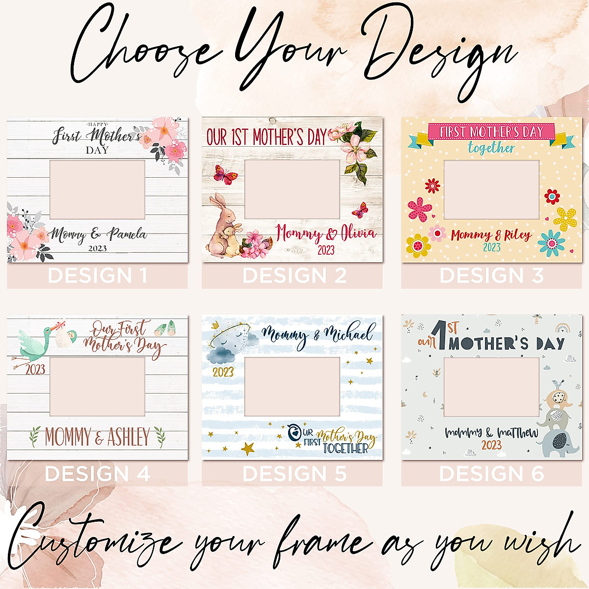 First Mother's Day Gifts, Personalized Our 1st Mother's Day Picture Frame with Names, Date | 6 Designs, 2 Sizes | 1st Mom Gift from Husband - New Mom Gifts - #1