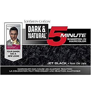 SoftSheen-Carson Dark & Natural Hair Color for Men 5 Minutes, Natural Looking Gray Coverage for Up To 6 Weeks, Shampoo-in Permanent Hair Dye, Jet Black, Ammonia Free, Jet Black