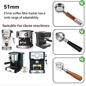 cdipkif 2Pack Pressurized Coffee Filter Basket 51mm Coffee Portafilter Basket Detachable Espresso Machine Portafilter Basket Replacement (single double serving suit)