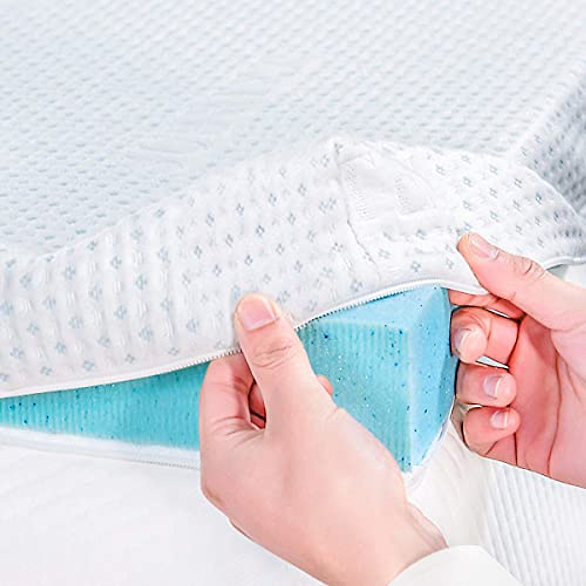 subrtex 3 Inch Bed Mattress Topper and Removable Bamboo Cover Bundle (Twin XL)