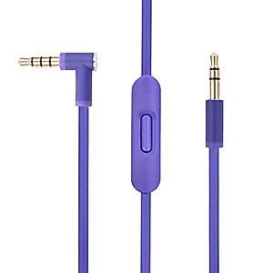 Solo 3 Replacement Audio Cable Cord with Inline Mic and Volume Control for Beats by Dre Headphone Solo/Studio/Pro/Detox/Wireless/Mixr/Executive/Pill HD Sound Quality, Dual 3.5mm Plugs (Purple)