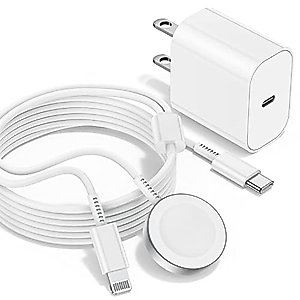 Upgraded 2-in-1 USB C Charger for iPhone＆Watch, [Apple MFi Certified] Watch Fast Charging Cable 6ft with 20W Fast Charger Adapter, Type C 2-in-1 Cord for Watch Series 8 7 6 5 4 3 SE ＆ iPhone 14 13 12