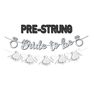 Pre-Strung Bride to Be Banner - NO DIY - Bridal Shower Banner,Bachelorette Bridal Party Decorations - Silver Glitter