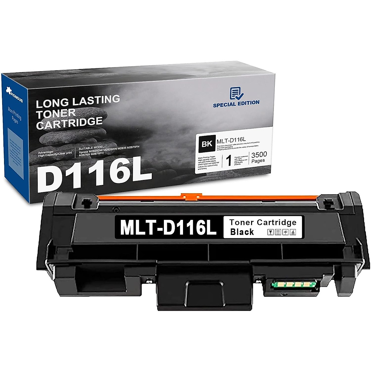 MLT-D116L 116L Black Toner Cartridge - (SU832A) Replacement for Samsung D116L MLT-D116L Toner Xpress M2825DW M2825WN M2835DW M2675FN M2676N M2676FH M2875FD M2875FW M2885FW Printer, 1 Pack