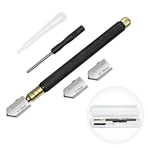 ZUZUAN Glass Cutter 2mm-20mm, Upgrade Glass Cutter Tool, Pencil Style Oil Feed Carbide Tip for Glass Cutting/Tiles/Mirror/Mosaic