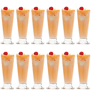 Vikko Footed Ice Cream Cups, SMALL 6.3 Ounce Milkshake Glasses, Thick and Durable Dessert Cups For Floats, Shakes, and Sundaes, Set of 6 Ice Cream Cups