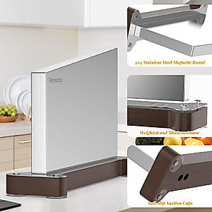 Fomidao Magnetic Knife Block,Large Stainless Steel Magnetic Knife Holder,Power Magnetic Knife Block Without Knives Double Sided Magnetic Knife Rack Stand for Kitchen Knife Storage