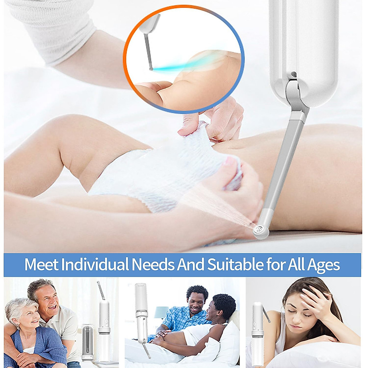 Travel Bidet Bottle, Portable Bidet Sprayer, Handheld Bidet Electric Bidet Rechargeable, Level 3 Mode for Personal Cleaning, Indispensable for Postpartum | Infant | Hemmoroid Care White