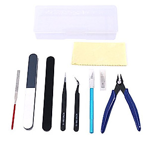 Swpeet 9Pcs Compatible for Gundam Modeler Basic Tools, Perfect Replacement for Gundam Model Tools Kit Building Beginner Hobby Model Assemble Building With Duty Plastic Container