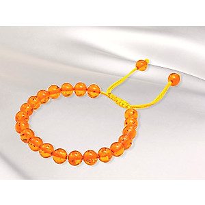 Amber Gemstone Crystal Bracelet for Men Women, Manmade Stretchable Stress Relief Bracelet Pulseras Para Hombres Mujer Stocking Stuffers (Pack of 1, 8mm Healing Stone Beads)