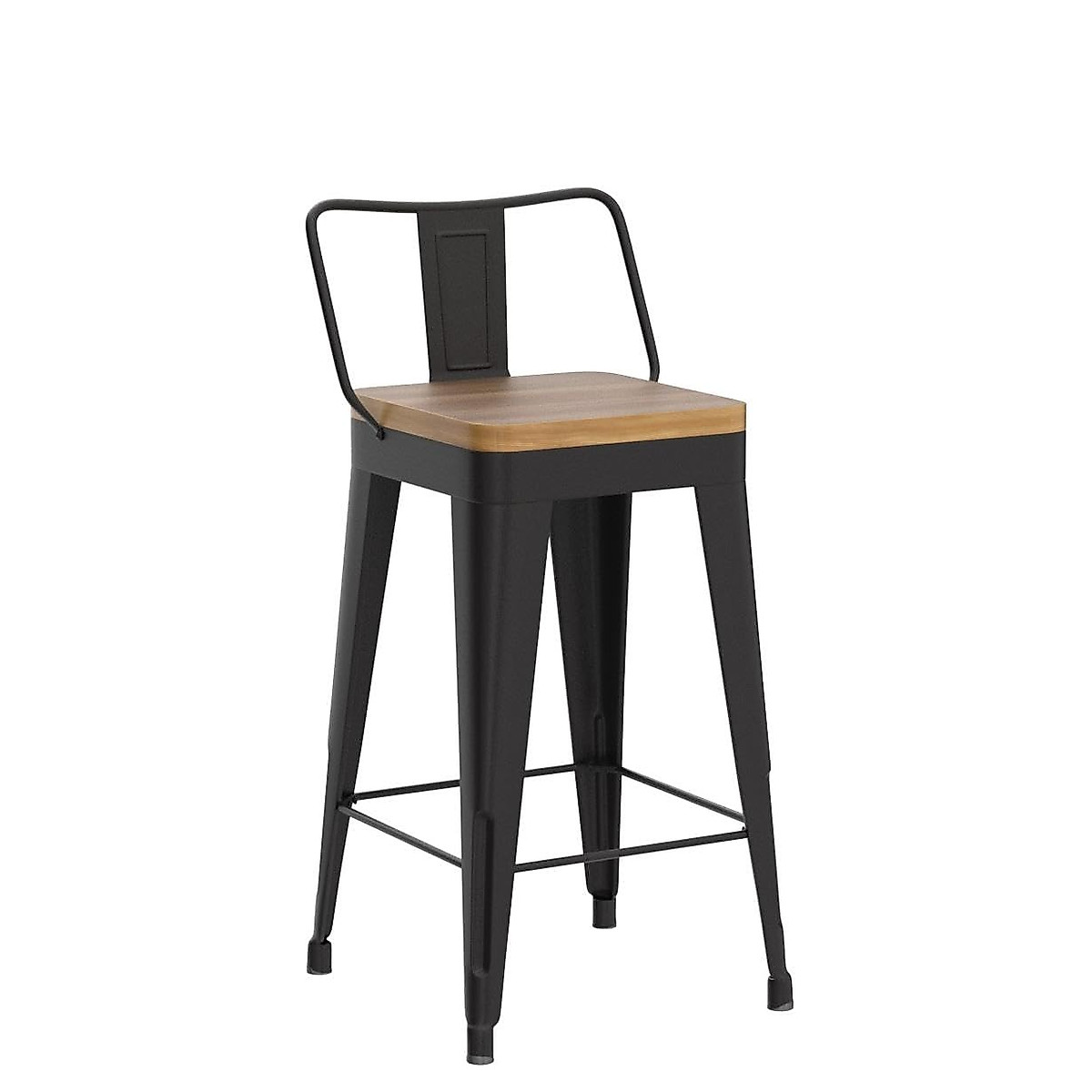 POINTANT Bar Stools Set of 4 Metal Bar Stool Counter Height Bar Stools Black, Modern Bar Chairs with Back and Wooden Seat 30" Bar Stools Counter Height
