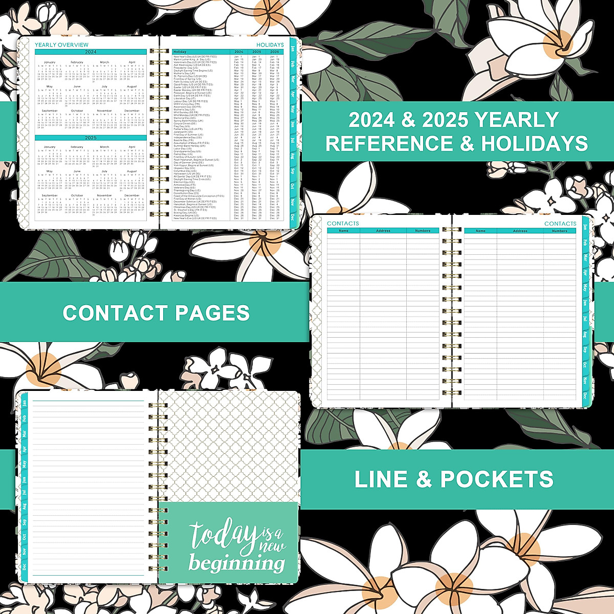 2023-2024 Planner – Jul.2023 - Jun.2024, 2023-2024 Academic Planner Weekly and Monthly, 6.4" x 8.5", Tabs, Back Pocket, Strong Twin - Wire Binding, Hardcover, Thick Paper, Inspirational Quotes, Notes
