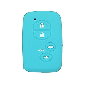 SEGADEN Silicone Cover Protector Case Holder Skin Jacket Compatible with TOYOTA 4 Button Smart Remote Key Fob CV2405 Light Blue