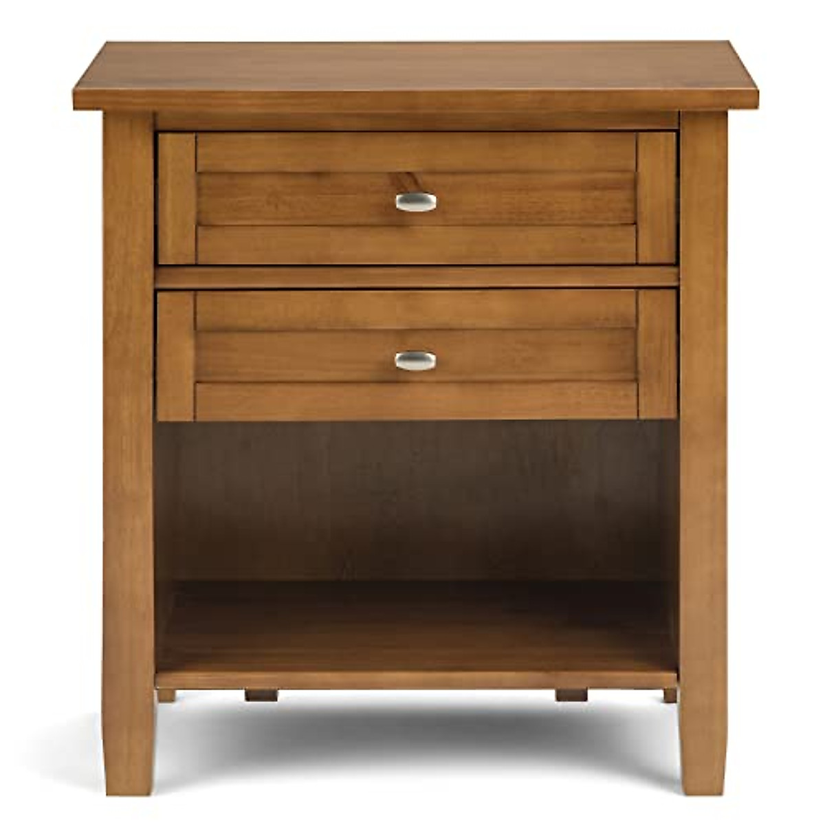 SIMPLIHOME Warm Shaker 24 Inch Wide Night Stand, Bedside table, Light Golden Brown SOLID WOOD, Rectangle, with Storage, 2 Drawers and 1 Shelf, For the Bedroom, Rustic