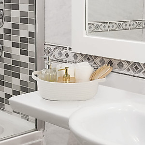 VOOWO Set of 5 Rope Basket, Woven Rope Baskets for Storage, Baskets for Gifts Empty, Small Rope Basket for Organizing, Nursery Rope Basket, Cotton Rope Basket, Woven Basket for Shelves (Off White)