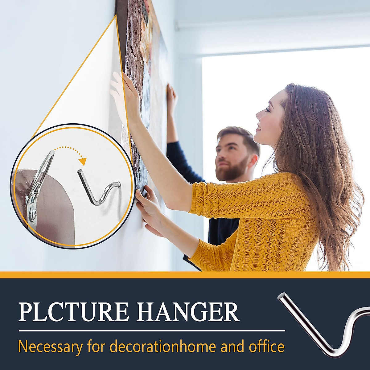 MIHUYAN Picture Hanger Super Hook 20PCS,High-Quality Steel Picture Hanger Hercules Hooks,Used for Drywall, Wood Wall, Plaster Wall, can Hang Photos, Art, Clock, Mirror.