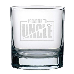 Veracco Promoted To Uncle Surprise Pregnancy Announcement Whiskey Glass Funny BirthdayGifts For Uncle Father's Day (Clear, Glass)