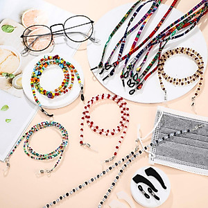 10 Pieces Eyeglass Chains Elegant Eyewear Retainer Beaded Eyeglass Strap Holder with Anti-Skid Ear Hooks and Silicone Eyeglasses Retainers (Classic Style)