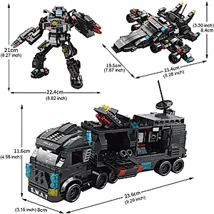 ENHANA Building Block Robot 27 in1 SWAT Police Command Truck Building Kit for Kids City Helicopter Bricks Kit Educational Toys for Boys Age 6 7 8 9 10 11 12 Years Old 585PCS