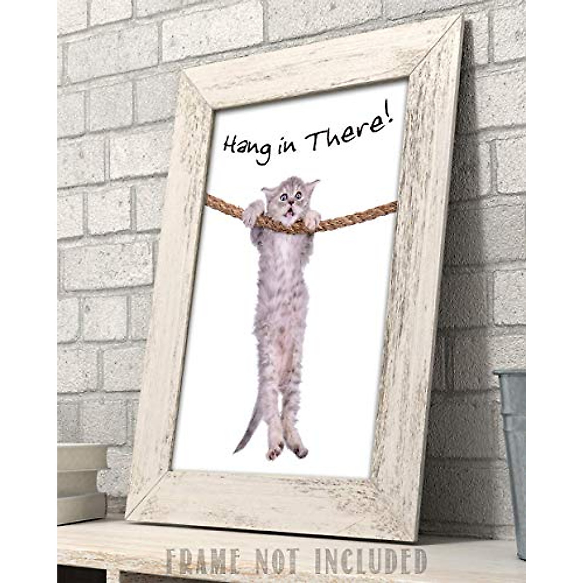 Hang in There - Motivational Quote Encouragement Poster, Inspirational Art Animal Print for Home Decor Office Decor, Cute Gift Idea for Cat Lovers, 11x14 Unframed Art Print Poster