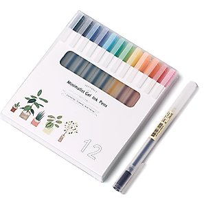 XIZE SH Premium Colorful Pens For Journaling Note Taking Cute Colored Pens Fine Point 0.38mm Needle Tip,Minimalist Japanese Style Gel Pens 12 Color