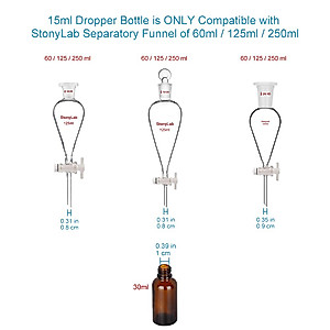 stonylab 30ml (1 oz) 6-Pack, Glass Dropper Bottle, Empty Glass Bottle with Glass Dropper, Inner Plug and Label for Essential Oils Aromatherapy Fragrances