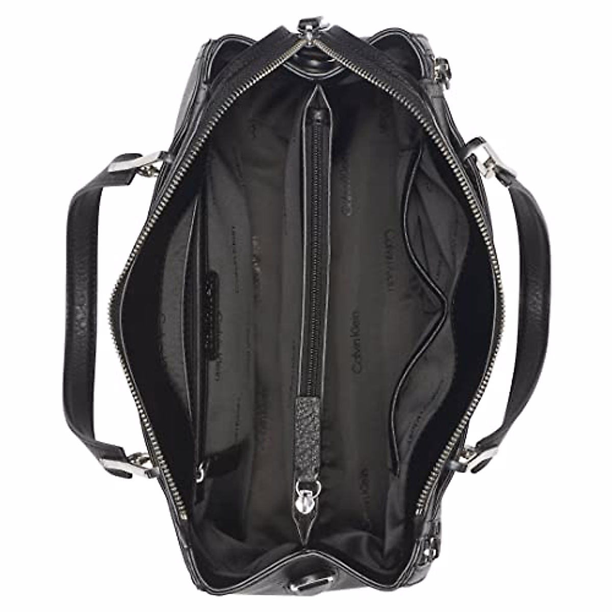 Calvin Klein Reyna Novelty Satchel, Black/Silver