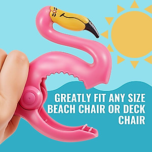Performore 2 Pack of Flamingo Beach Towel Clips, Portable Towel Holder Clips, Secure Clips for Beach Chairs Deck Patio Pool Boat Cruise Lounge Chair Accessories (Pink)