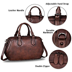 Genuine Leather Top Handle Bags for Women Handmade Handbags Purse Vintage Style Crossbody Satchel