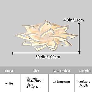 Modern Design LED Ceiling Light Living Room Fixture 3000K-6500K Dimmable with Remote 8600lm 128W Flush Bedroom Ceiling Lamp Lights 14 Light Acrylic Ceilin Lamp Fixture (White)