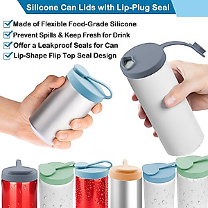 COKSDUPID 4 Pack Silicone Can Lids - Leakproof Soda Can Covers with Flip Top - Reusable Pop Can Lids to Keep Carbonation - Funny lip Seal Designs - Silicone Can Tops for Standard Size Cans Lids