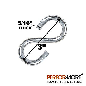Performore 3 Inch S-Shaped Nickel Hooks Hangers Heavy-Duty Stainless Steel Nickel Hanger Storage Rack for Closet, Work Shop, Bathroom, Garden, House Kitchen (2 Pack)